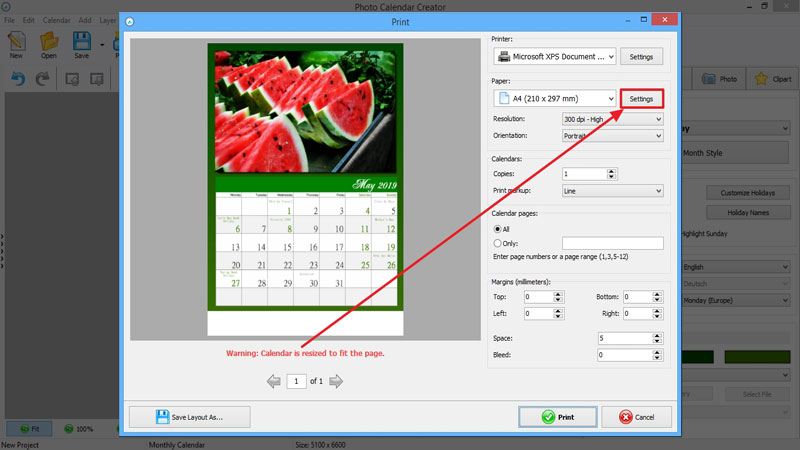 Can I Create A Custom Paper Size To Print My Calendar