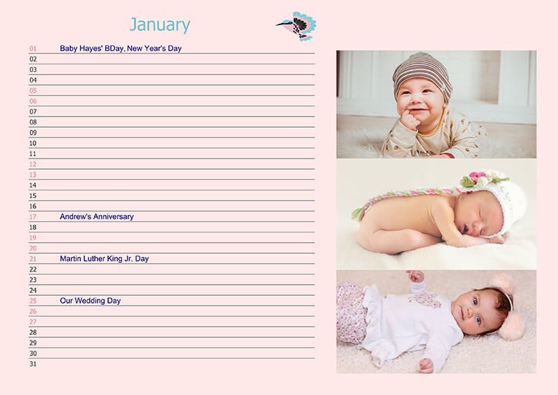 Perpetual Birthday Calendar With Photos Your Custom Design